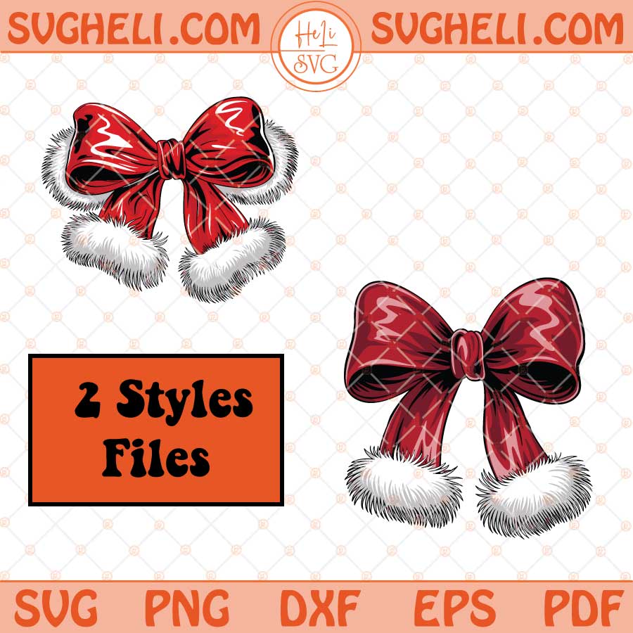 Christmas Coquette Bow Svg Christmas Santa Bow Svg