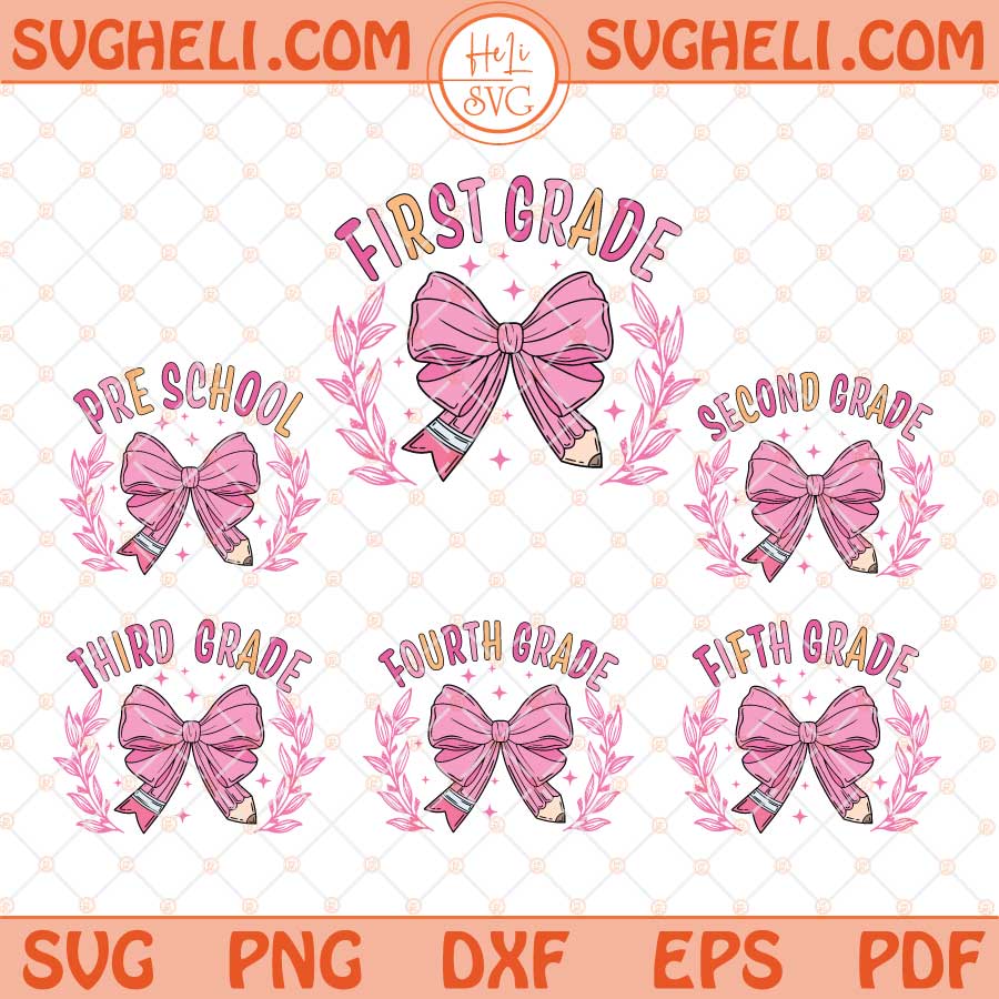 Coquette Bow Pencil Teacher Bundle Svg 1st Day Of School Svg
