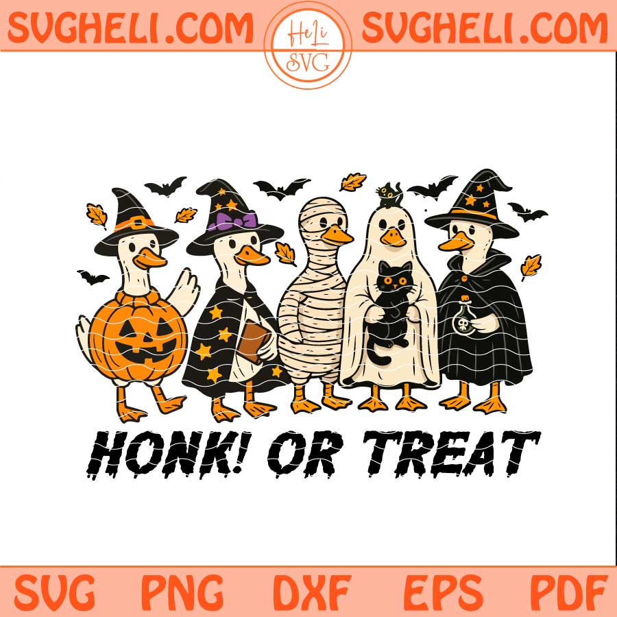 Honk or Treat Halloween Goose Svg Goose Witchy Halloween Svg