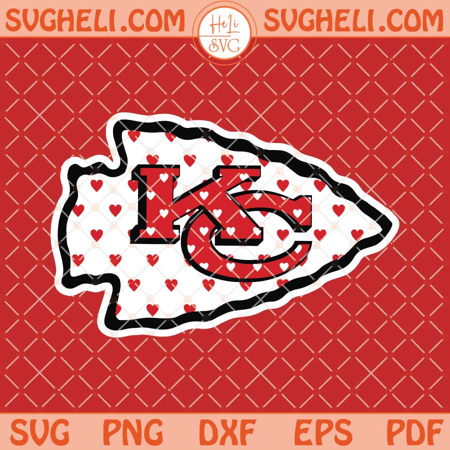 Kansas City KC Hearts Red Valentines Svg Chiefs NFL Svg