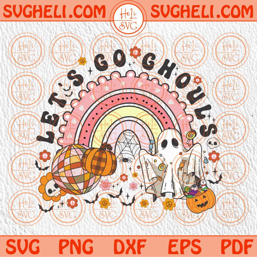 Let's Go Ghouls Svg Png Groovy Boho Hippie Retro Halloween Svg Png