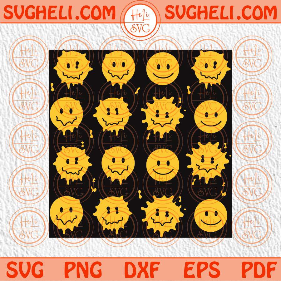 Melting Smiley Svg Dripping Smiley Svg Smile Face Svg Happy Face Svg