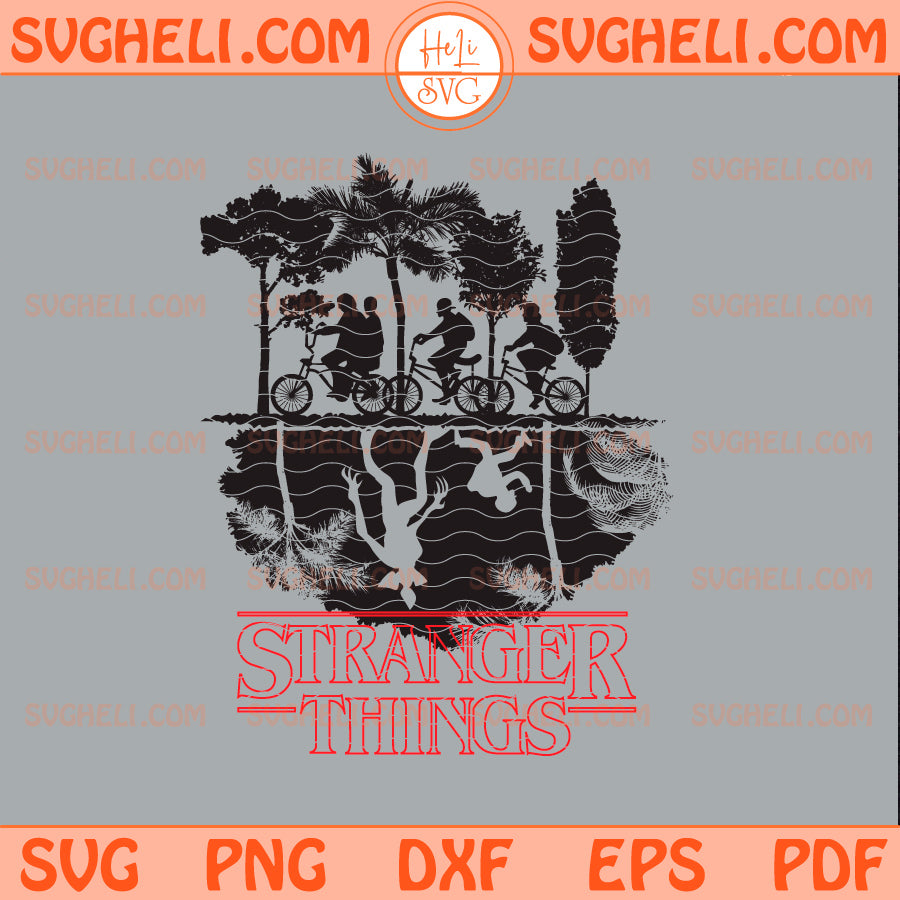 80s Horror TV Show Fan Art Biking Kids Svg, Stranger Things Svg