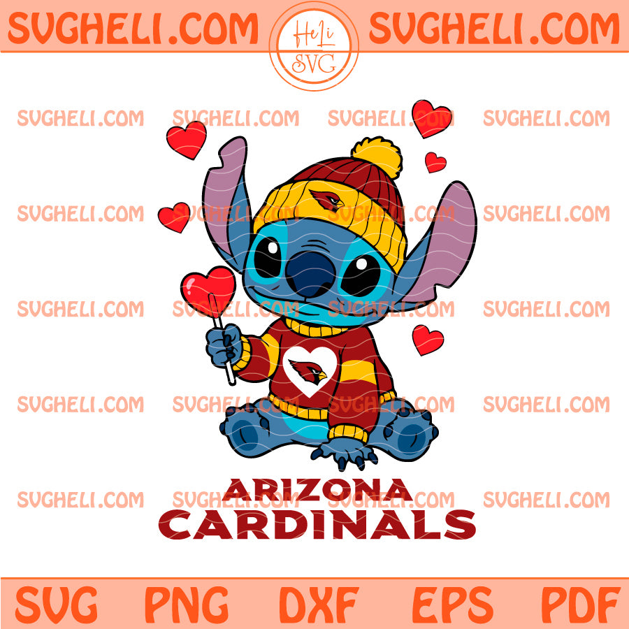 Arizona Cardinals Stitch Valentine Svg, Arizona Stitch Svg