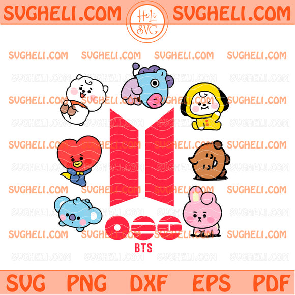 BT21 Cartoon Characters BTS Arirang Svg, BTS Tour Svg