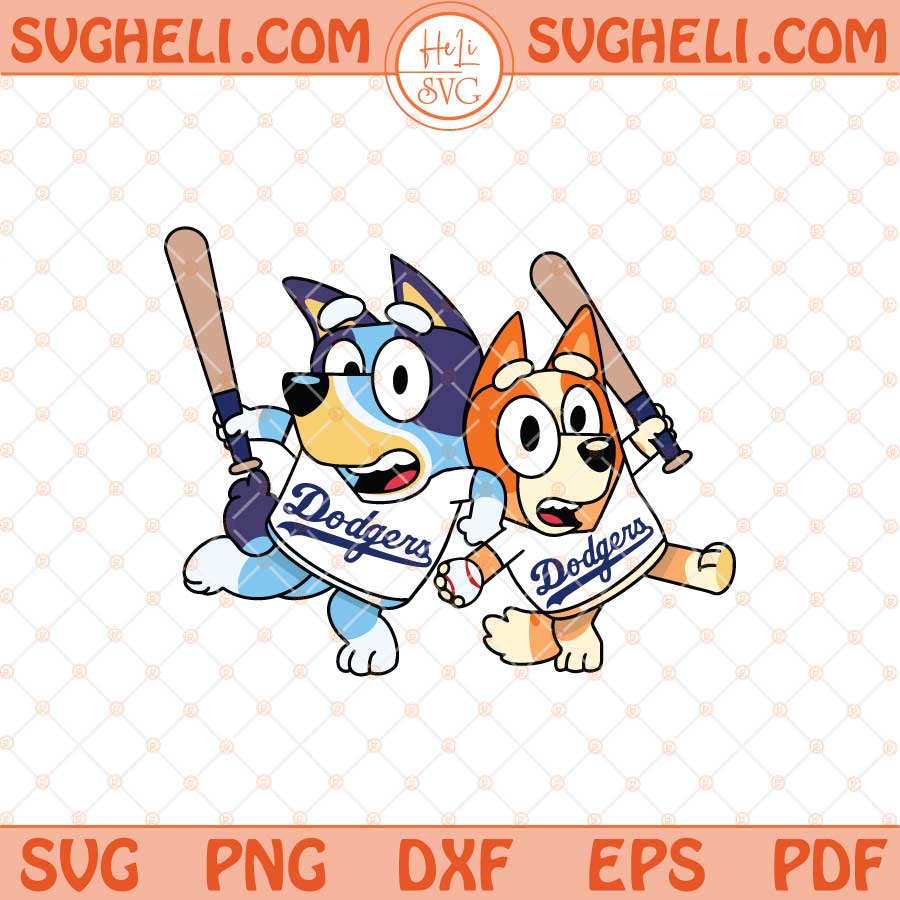 Baseball Dodgers Bluey Svg Dodgers Baseball Bluey Dog Svg