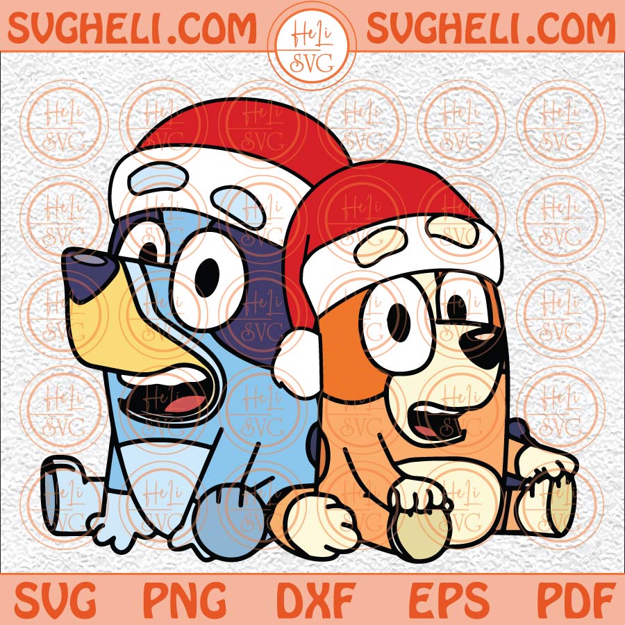 Bluey And Bingo Santa Hat Christmas Svg Funny Christmas Svg Png