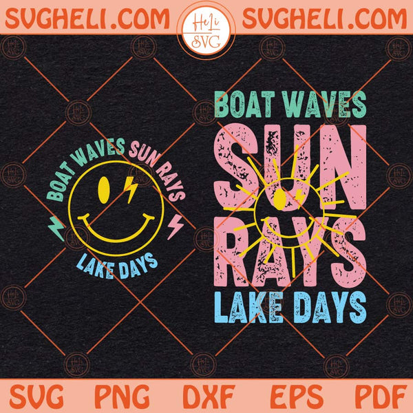 Boat Waves Sun Rays Lake Days Svg Retro Summer Svg Summer Svg
