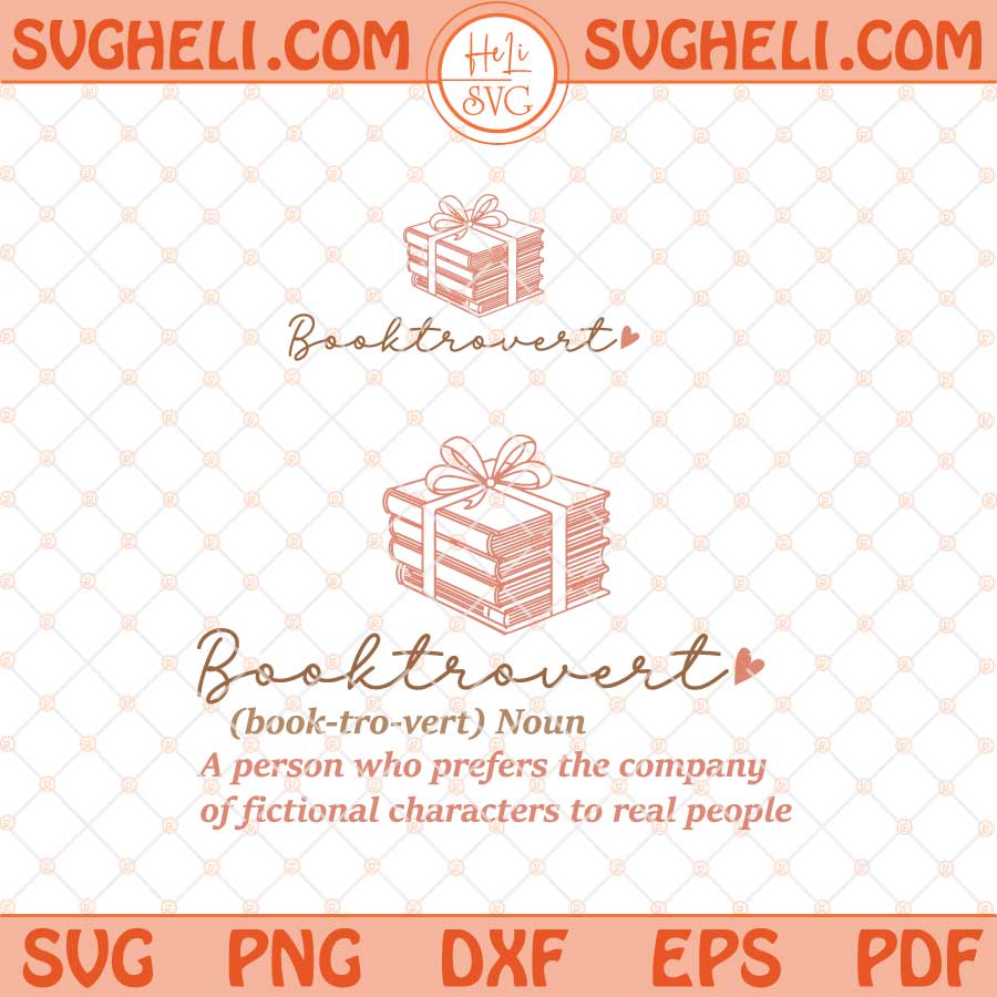 Booktrovert Definition Funny Book Lover Svg Retro Books Svg