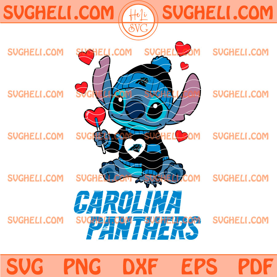 Carolina Panthers Stitch Valentine Football Svg, Panthers Svg