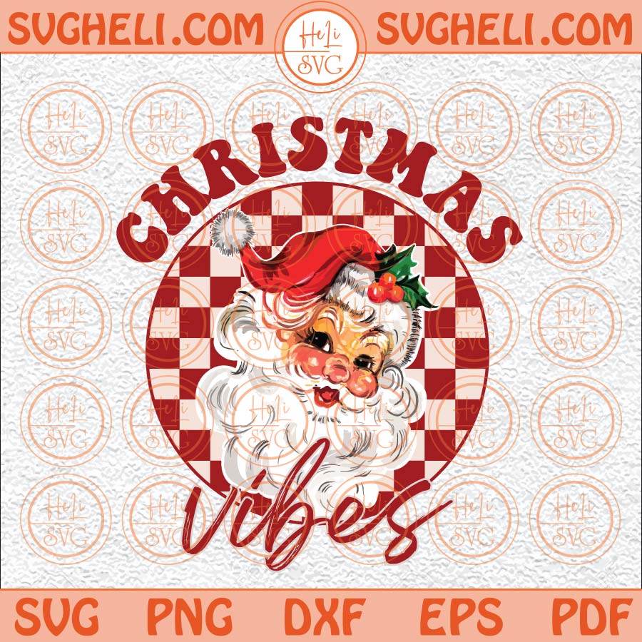 Checkered Christmas Svg Retro Santa Svg Christmas Sublimation Svg