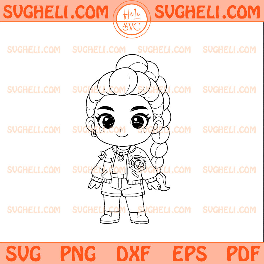 Chibi Rumi Huntrix Svg, Kpop Demon Hunters Rumi Svg