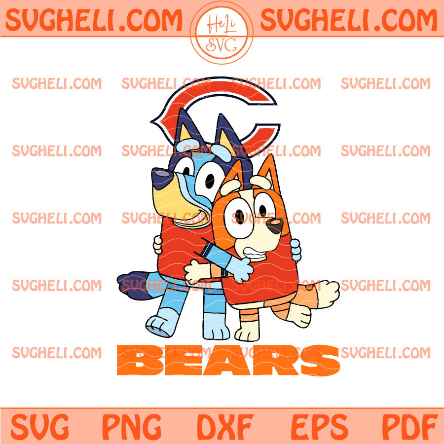 Chicago Bears Bluey & Bingo Football Svg, Bluey NFL Svg