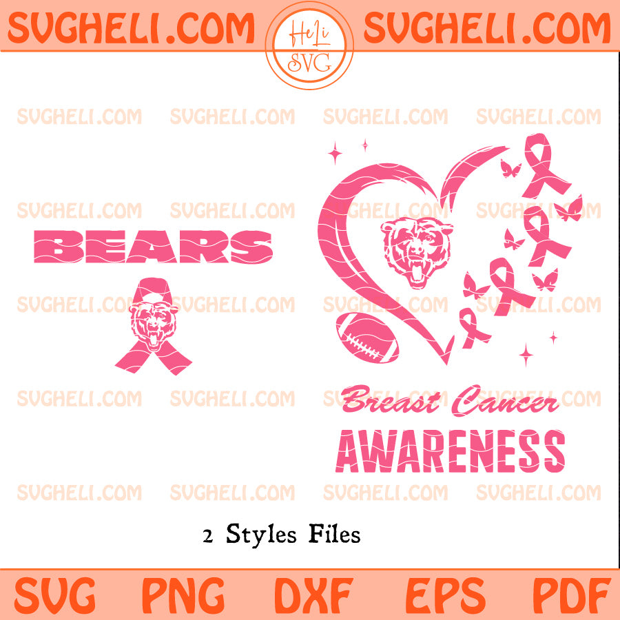 Chicago Bears October Breast Cancer Awareness Svg