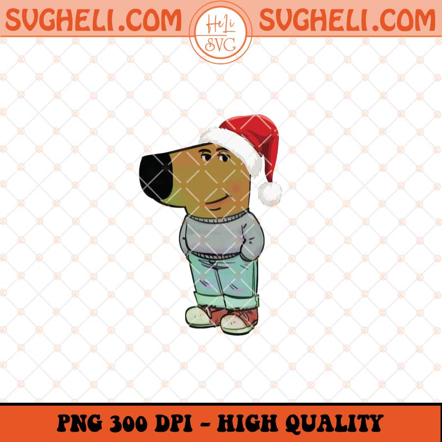 Chill Guy Santa Hat Christmas Png Chill Guy Dog Christmas Png
