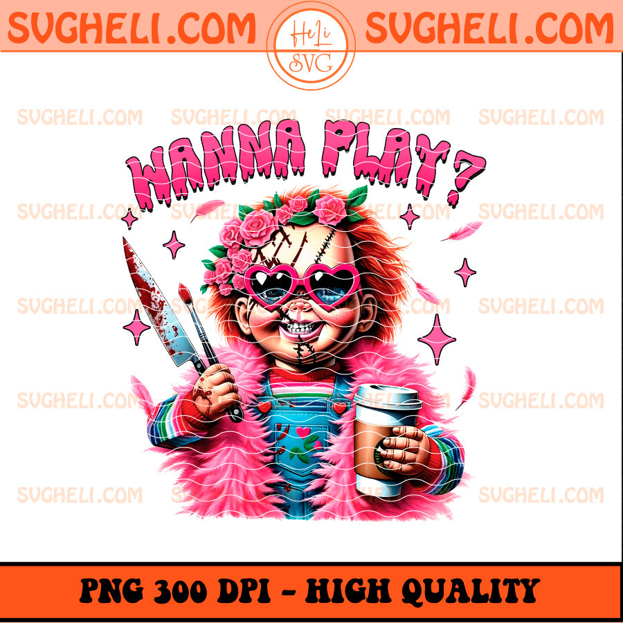 Chucky Wanna Play Png, Pink Horror Characters Png