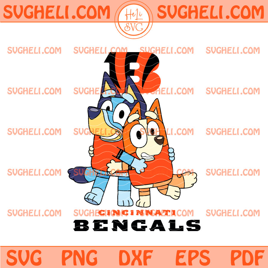 Cincinnati Bengals Bluey & Bingo Football Svg, Bluey NFL Svg