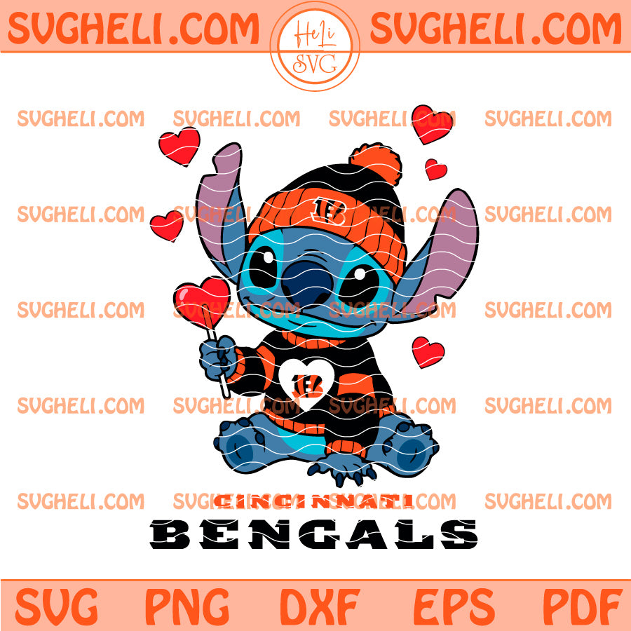 Cincinnati Bengals Stitch Valentine Football Svg,Bengals Svg