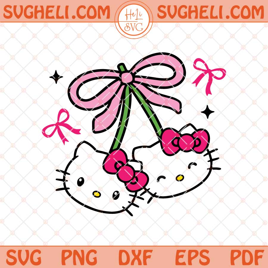Coquette Bow Cherry Hello Kitty Svg Cute Kitty Bow Svg