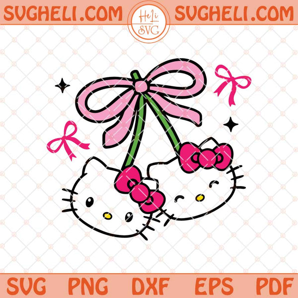 Coquette Bow Cherry Hello Kitty Svg Cute Kitty Bow Svg