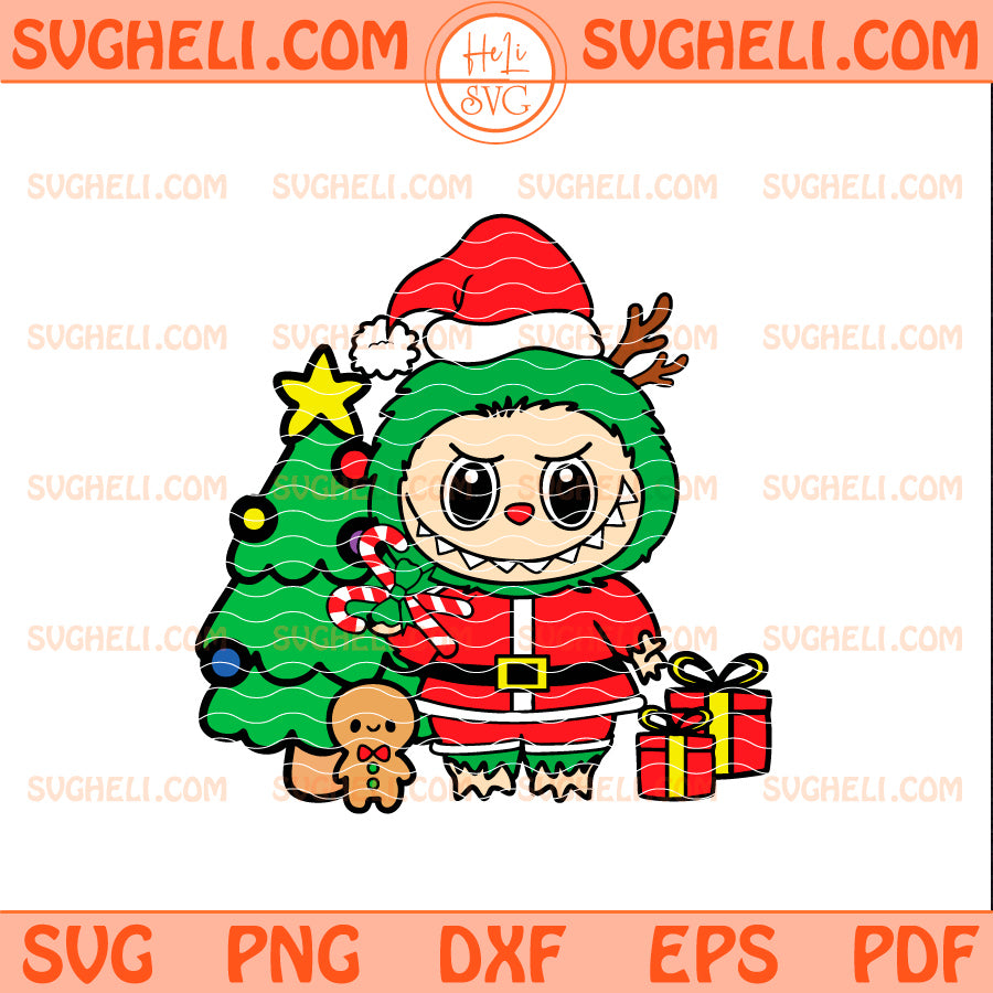 Cute Labubu Christmas Svg, Cute Holiday Clipart