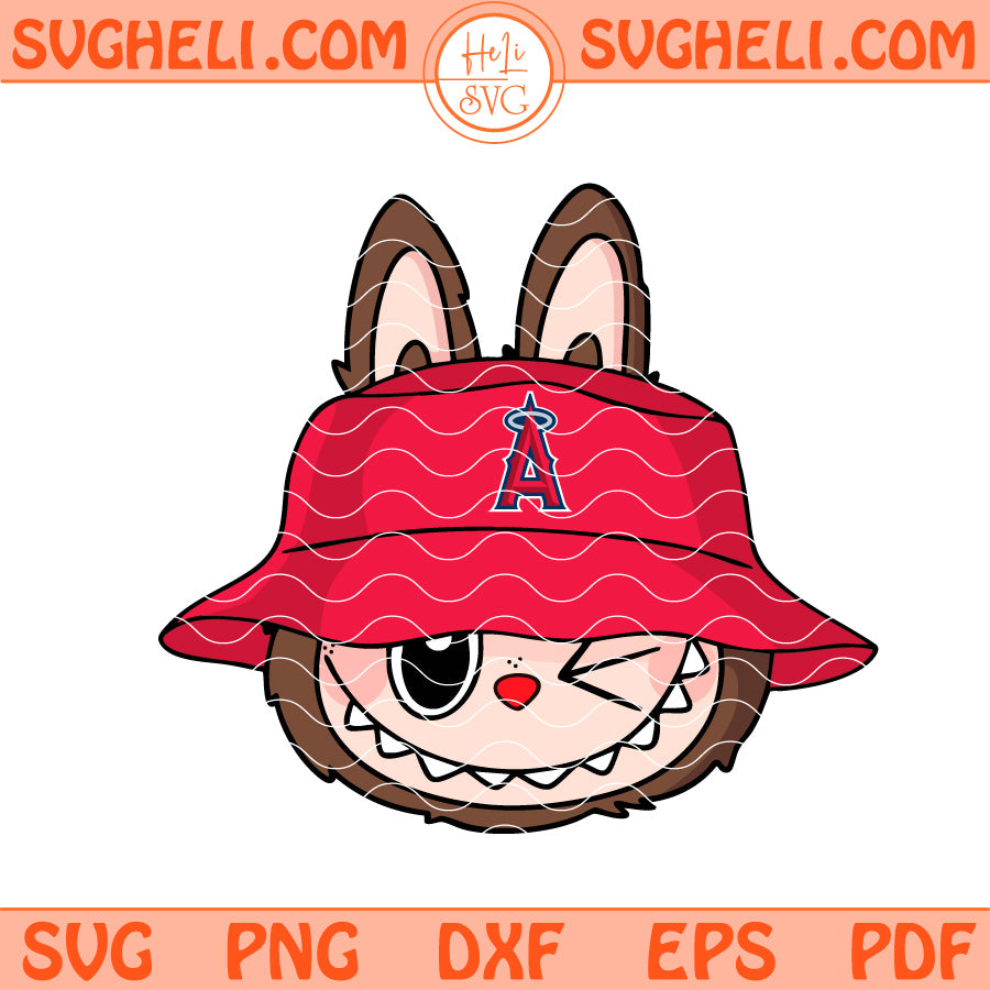 Cute Labubu Face Los Angeles Angels Svg Labubu MLB Svg