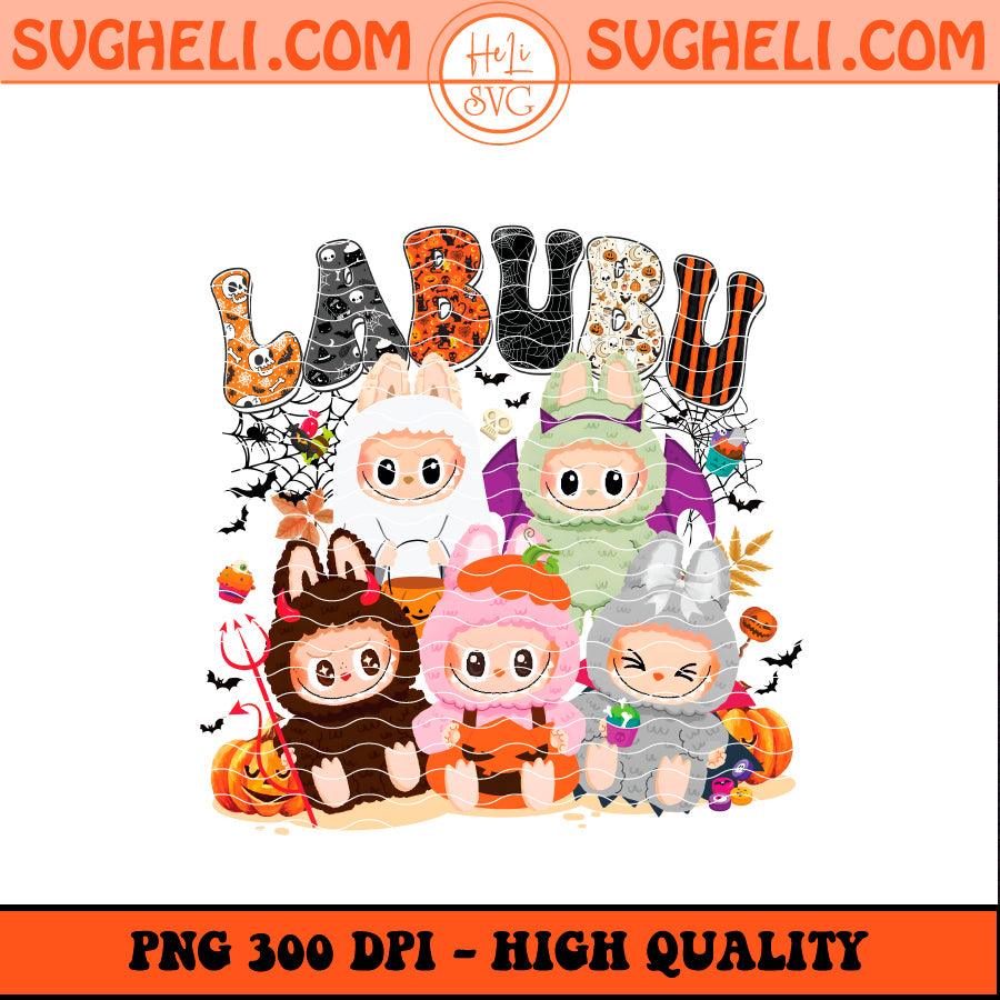 Cute Labubu Halloween Png, Funny Halloween Labubu Png