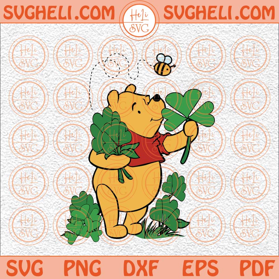 Cute Winnie The Pooh With Shamrock Svg Festive Irish Pooh Bear Svg