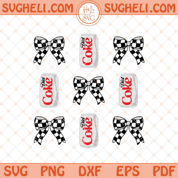 Diet Coke Bows Svg Checkered Diet Coke Coquette Bow Svg