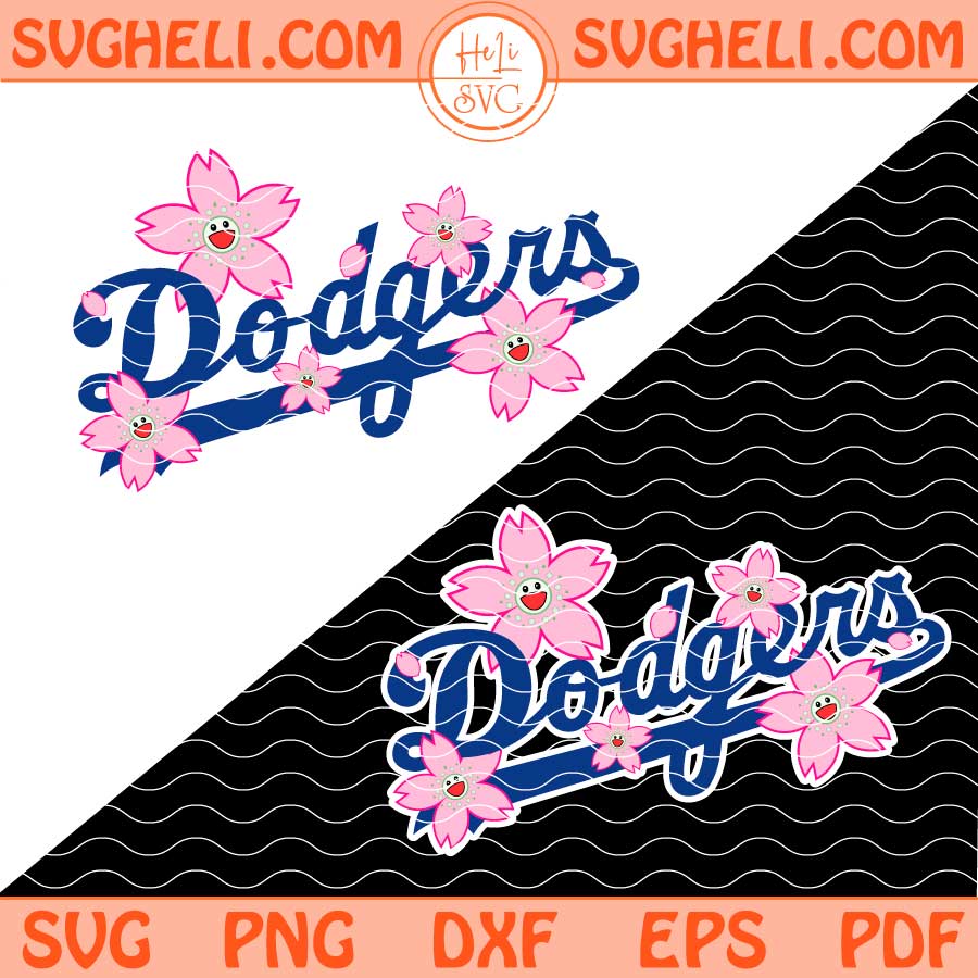 Dodgers Cherry Blossom Murakami Logo Svg Dodgers Flower Svg