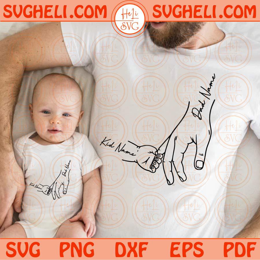 Father and Kids Svg Matching Holding Hands Svg Dad and Baby Hand