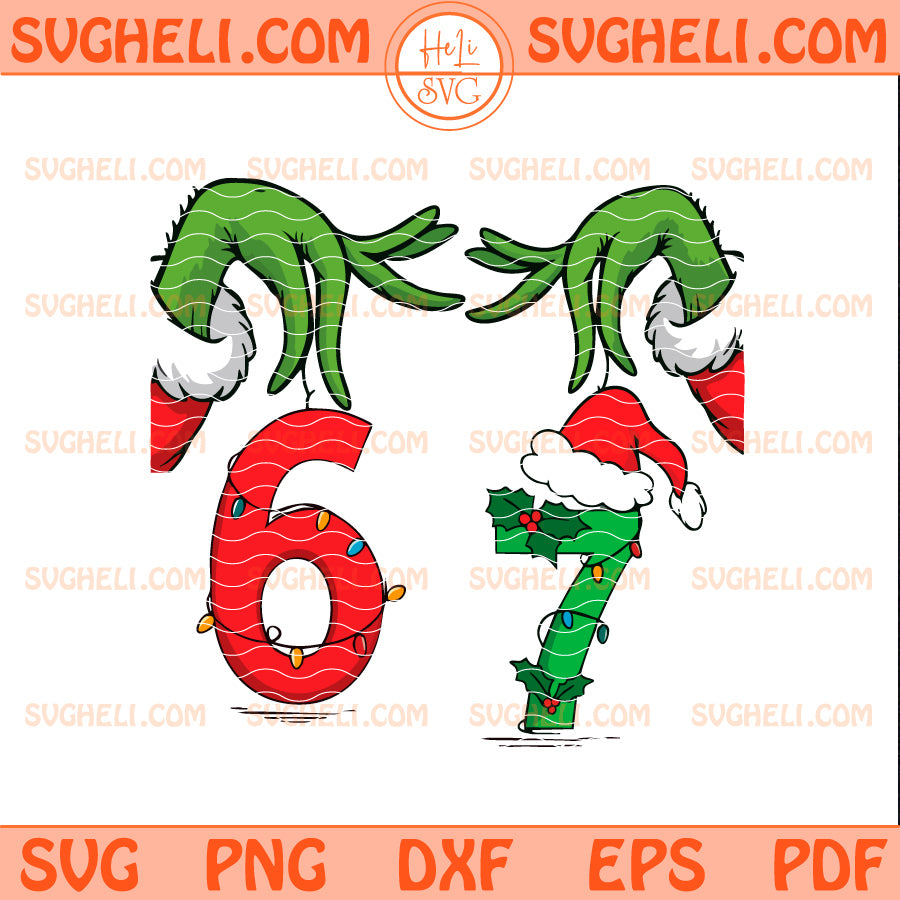 Funny Six Seven Meme Christmas Grinch Svg