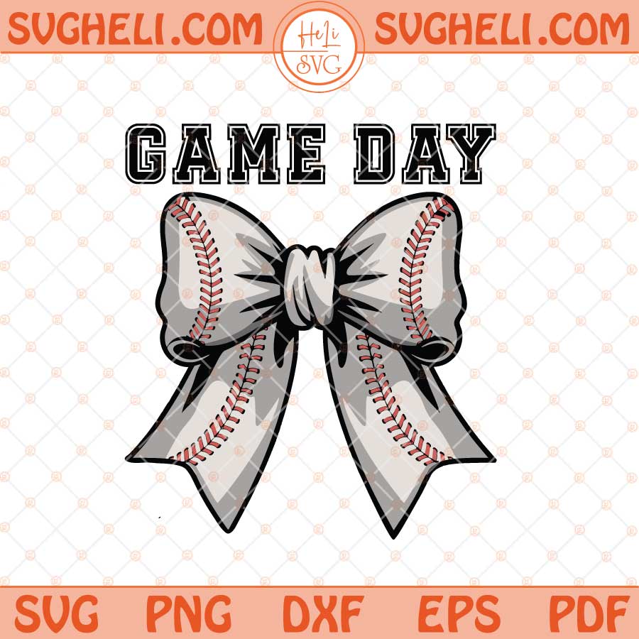 Game Day Baseball Bow Svg Vintage Baseball Bow Svg