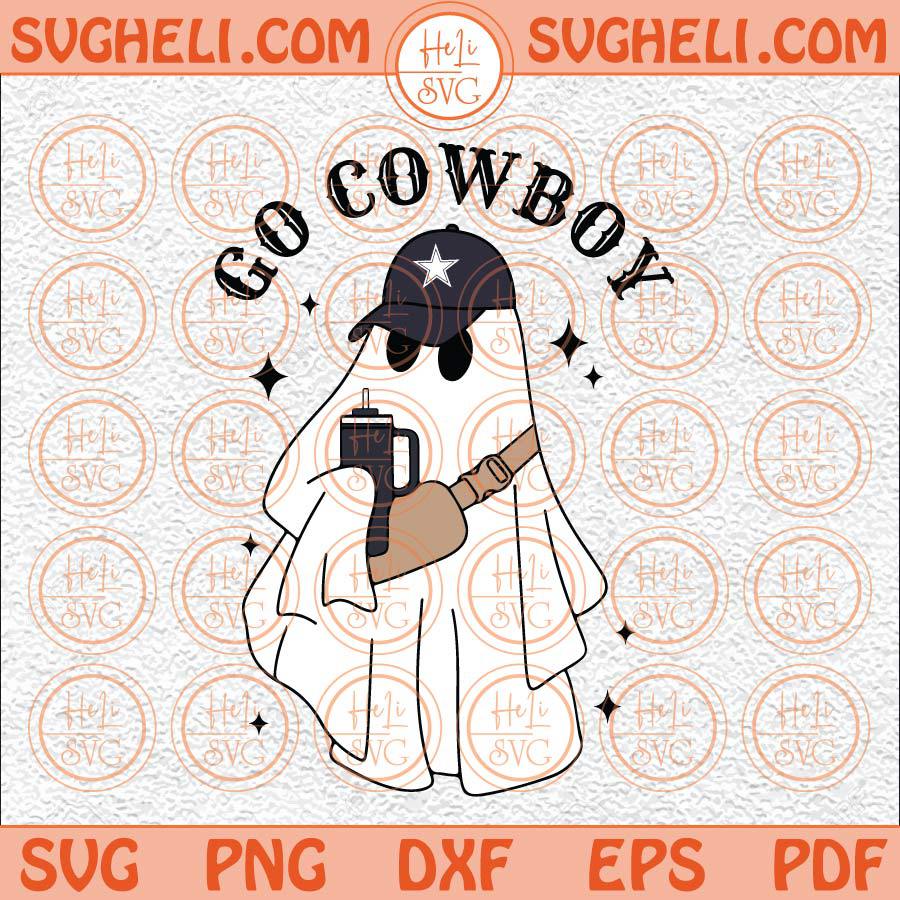 Go Cowboy Svg Cute Ghost Cowboy Svg Cowboys Mascot Football Svg