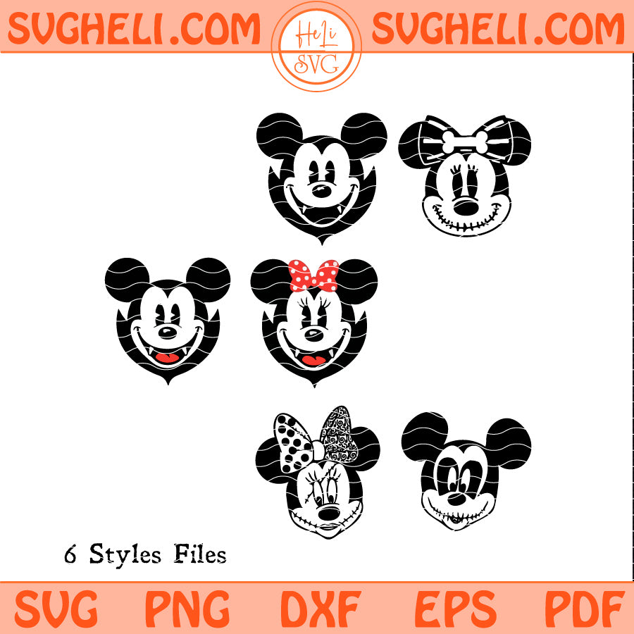 Halloween Face Vampire Mickey And Minnie Svg