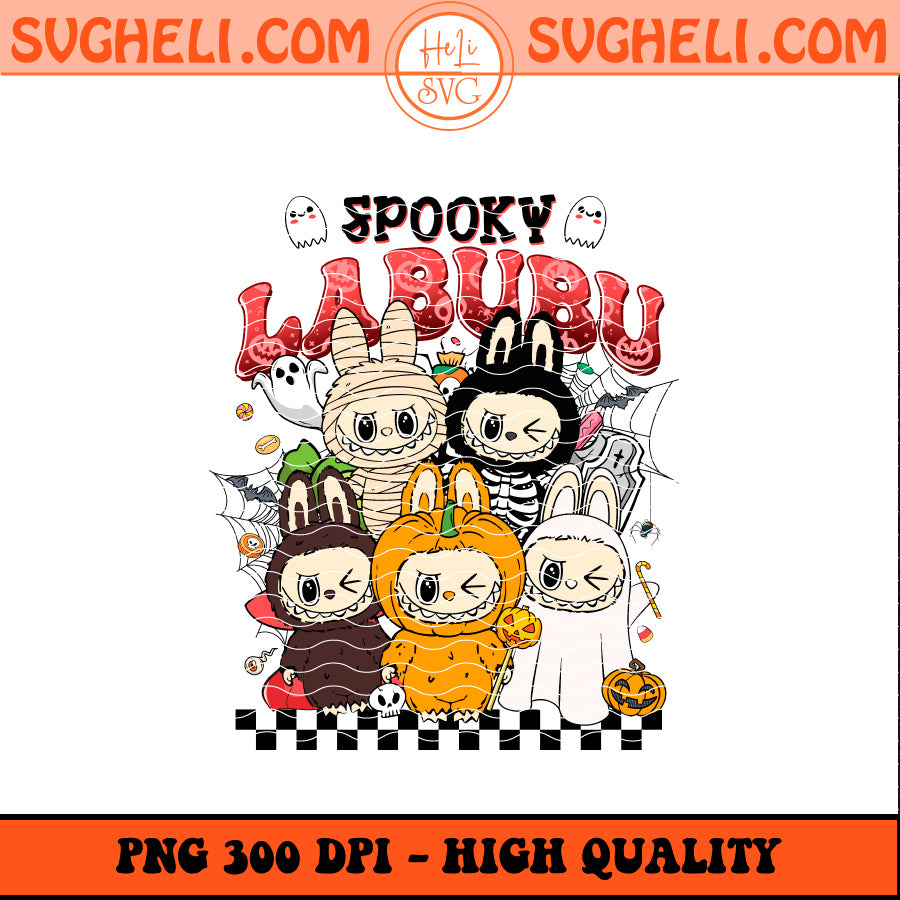 Halloween Labubu Team Png, Happy Halloween Labubu Png