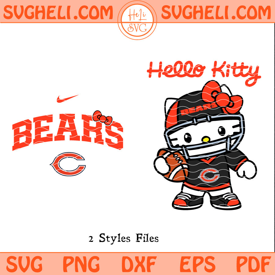 Hello Kitty Chicago Bears Svg, NFL Chicago Bears Svg