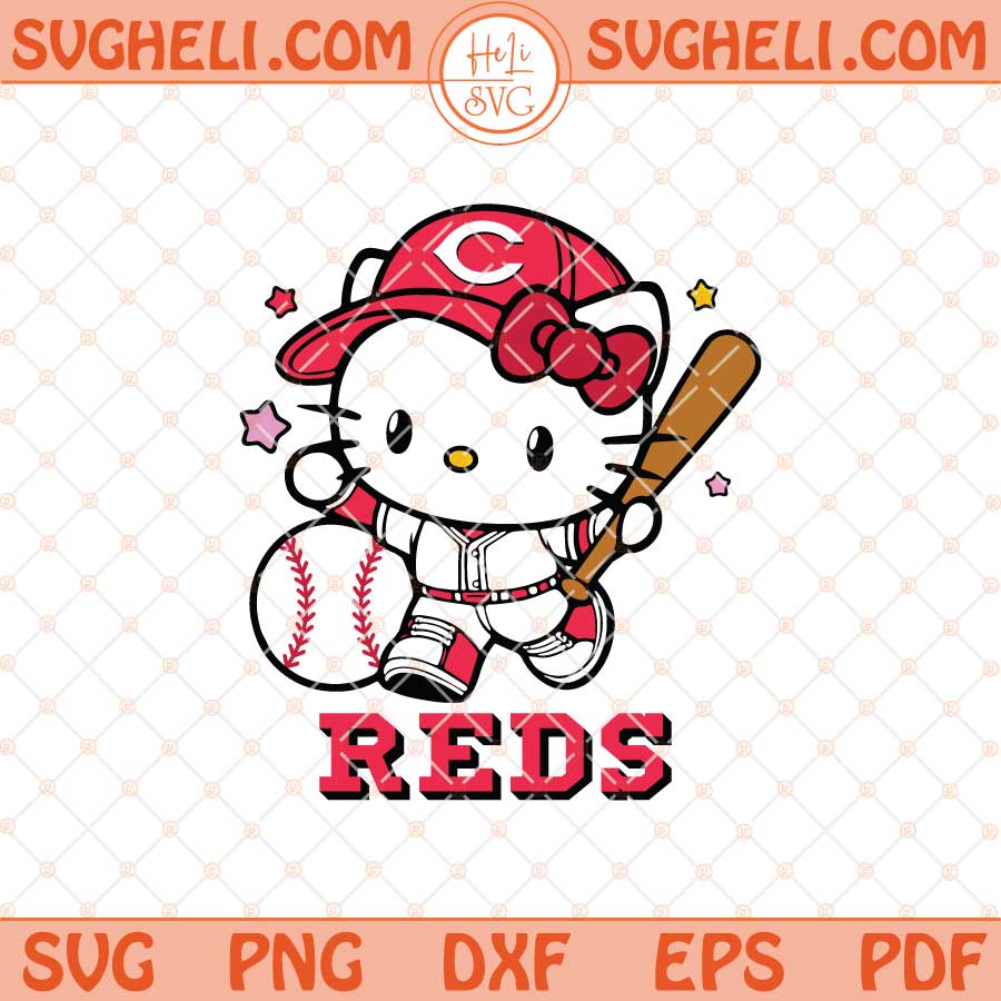 Hello Kitty Cincinnati Reds Baseball Svg Kitty Baseball Svg