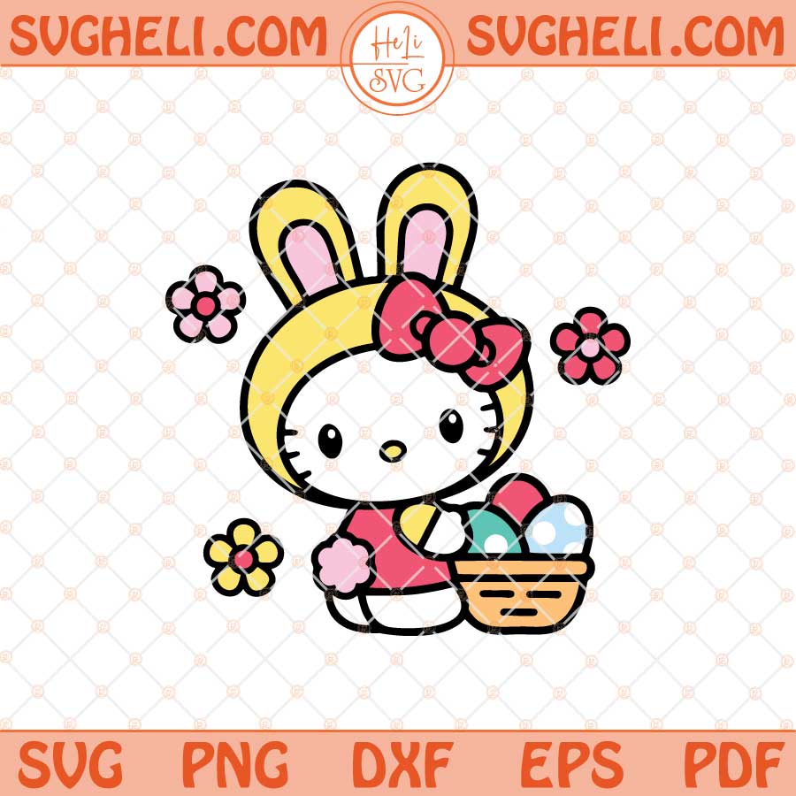 Hello Kitty Easter Bunny Svg Sanrio Kitty Bunny Svg