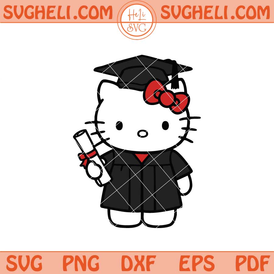 Hello Kitty Graduation Svg Kitty School Svg Graduation Svg