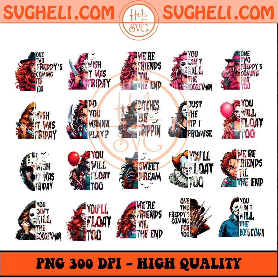 Horror Movies Halloween Png Bundle, Horror Characters Bundle