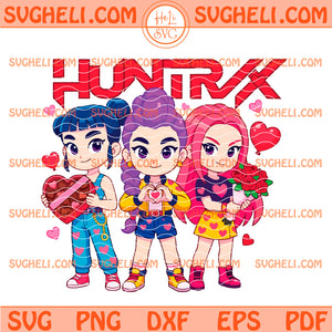 Huntrix Anime Girl Group Valentine Svg, Mira Rumi Zoey Svg