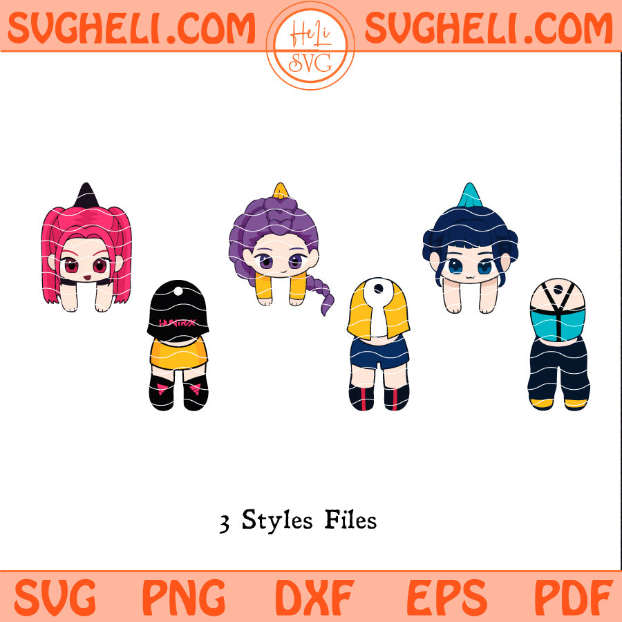 Huntrix Paper Doll Svg, Huntrix Girl Team Design Svg