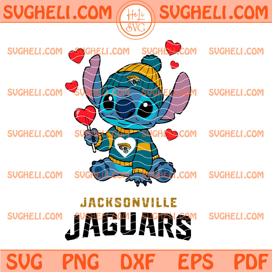 Jacksonville Jaguars Stitch Valentine Football Svg