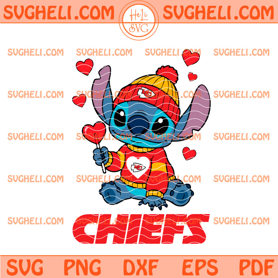 Kansas City Chiefs Stitch Valentine Football Svg, Chiefs Svg