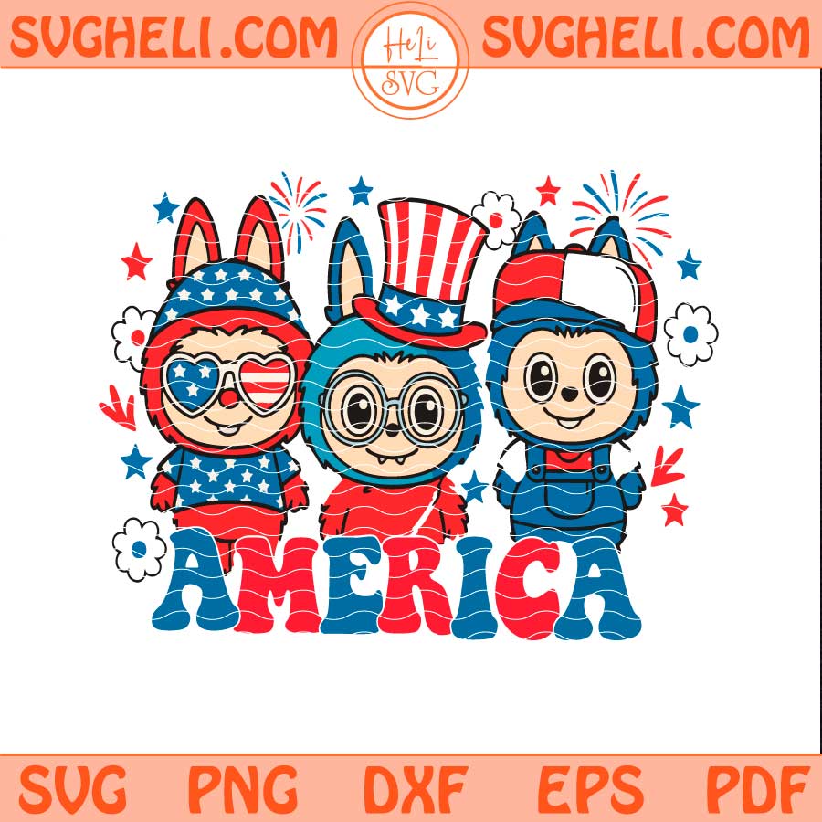 Labubu 4th Of July Svg Red White And Labubu Svg