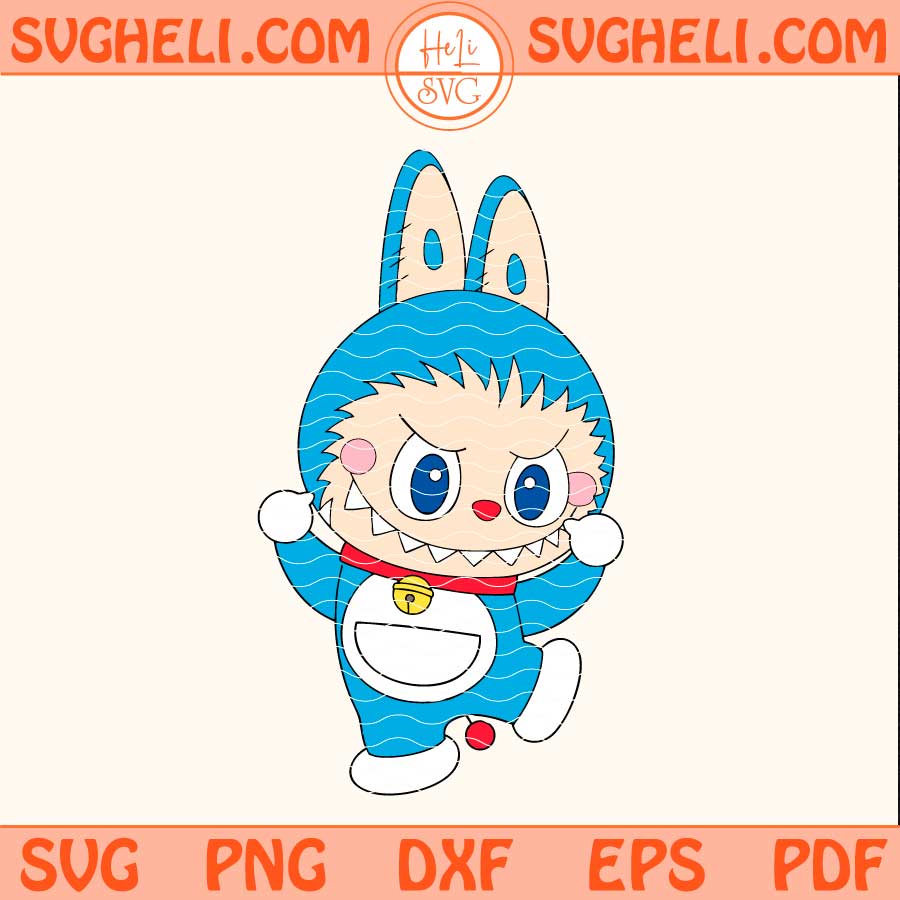 Labubu As Doraemon Svg Cute Labubu Svg Cartoon Doraemon Svg