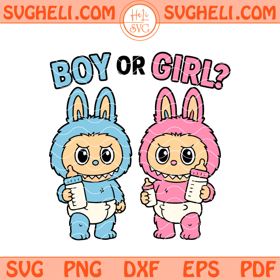 Labubu Baby Shower Svg Cute Labubu Boy Or Girl Svg