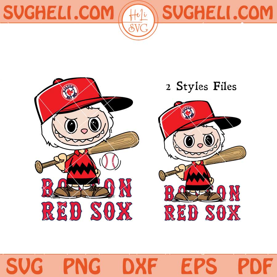 Labubu Charlie Brown Boston Red Sox Baseball Svg