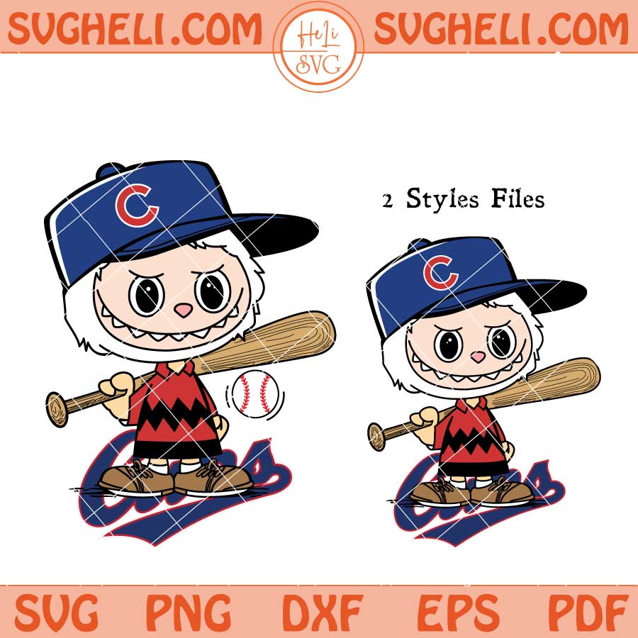 Labubu Charlie Brown Chicago Cubs Baseball Svg